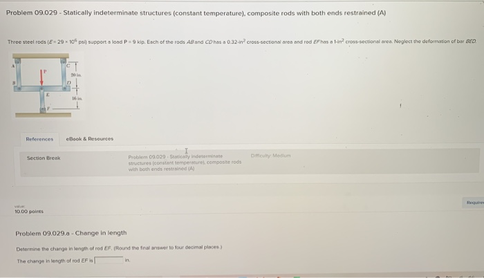 Solved Problem 09.029 - Statically indeterminate structures | Chegg.com