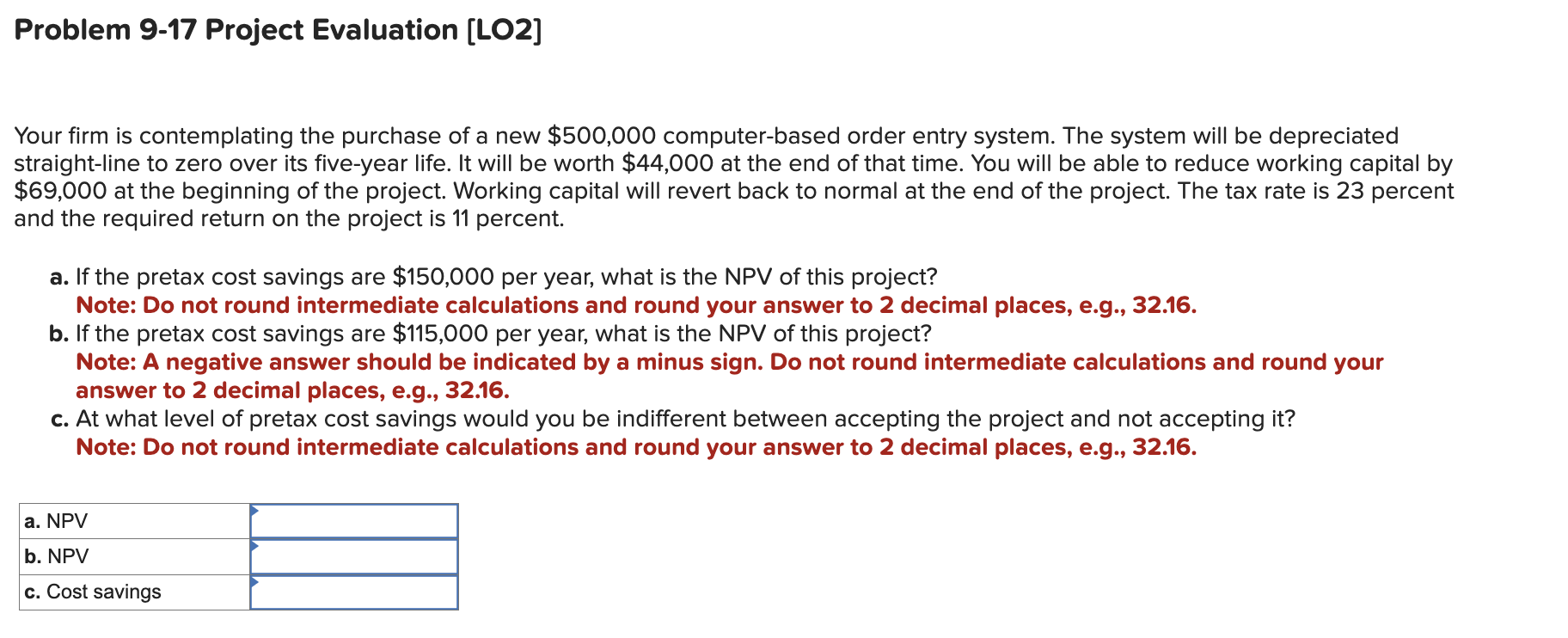Solved Problem 9-17 ﻿Project Evaluation [LO2]Your firm is | Chegg.com