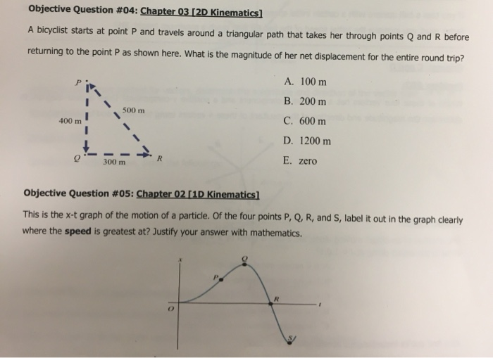 Solved Objective Question #04: Chapter 03 [2D Kinematics] A | Chegg.com