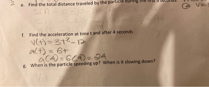 Solved Find the total distance traveled by the particlé e. | Chegg.com
