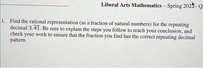 Solved Liberal Arts Mathematics - Spring 2025-Q 1. Find the | Chegg.com