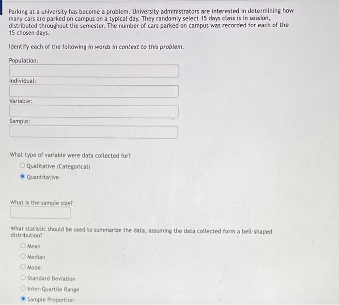 Solved Parking at a university has become a problem. | Chegg.com