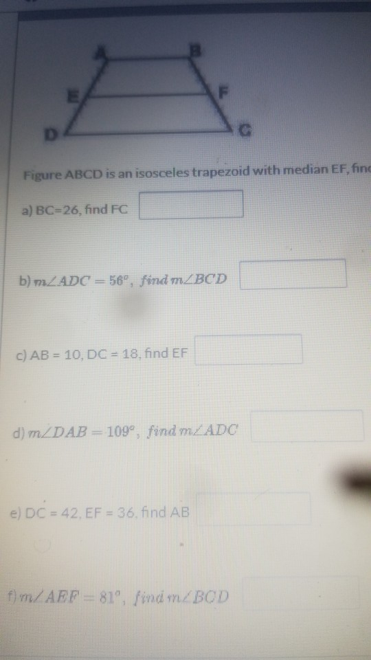 Solved F D Figure ABCD is an isosceles trapezoid with median | Chegg.com