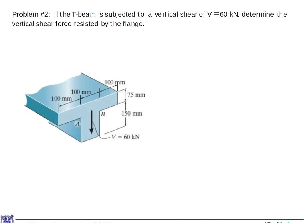 Solved Problem #2: Ifthe T-beam is subjected to a vertical | Chegg.com