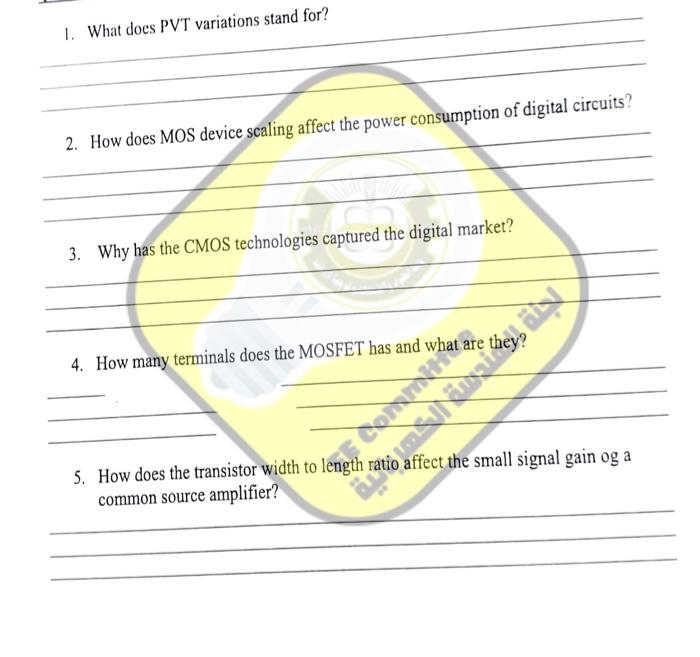 Solved 1. What does PVT variations stand for? 2. How does | Chegg.com