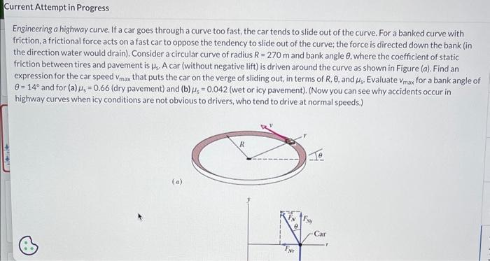 Solved Engineering a highway curve. If a car goes through a | Chegg.com