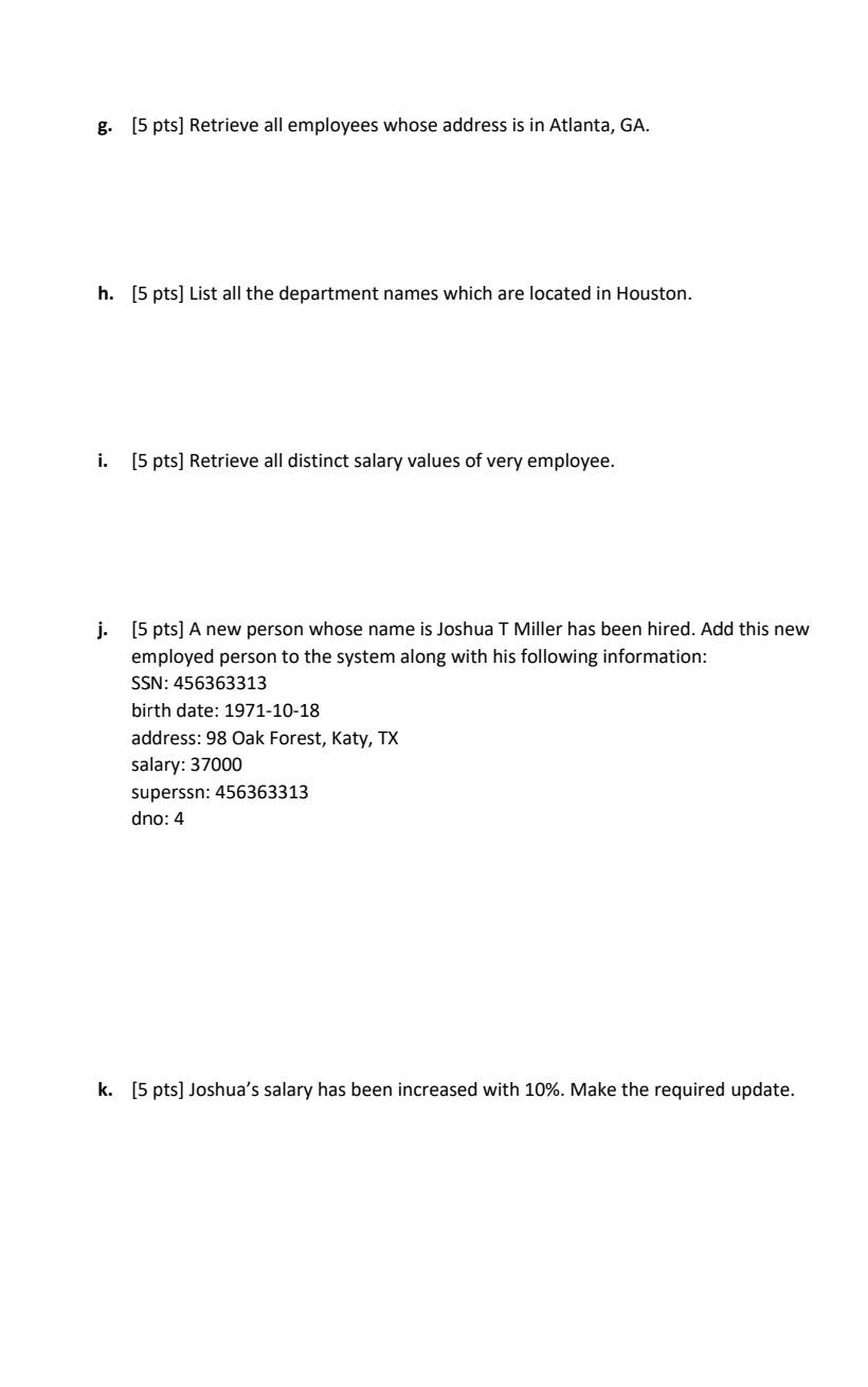 [70 pts] Write/Run SQL queries for the following use | Chegg.com
