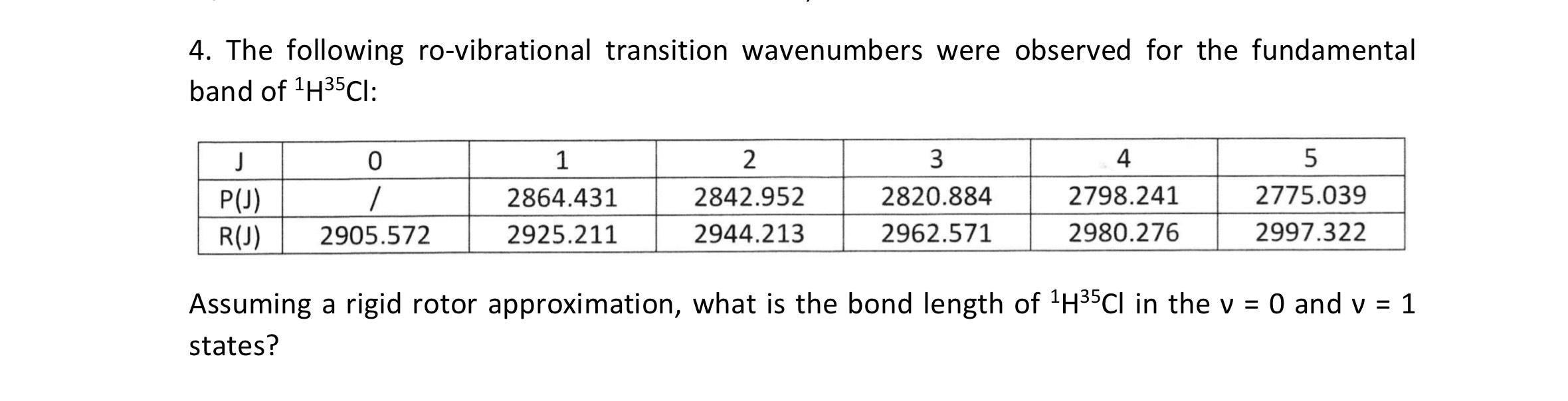 Solved The following ro-vibrational transition wavenumbers | Chegg.com
