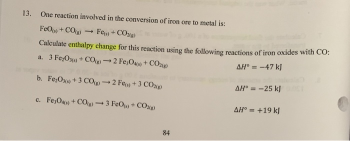 Solved 13. One reaction involved in the conversion of iron | Chegg.com