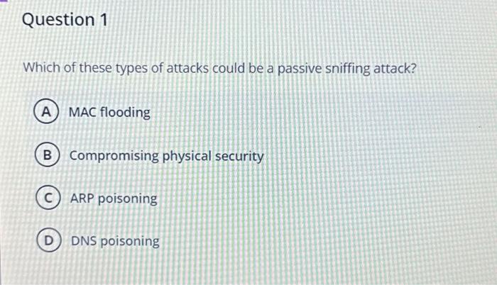 Solved Question 1 Which of these types of attacks could be a | Chegg.com