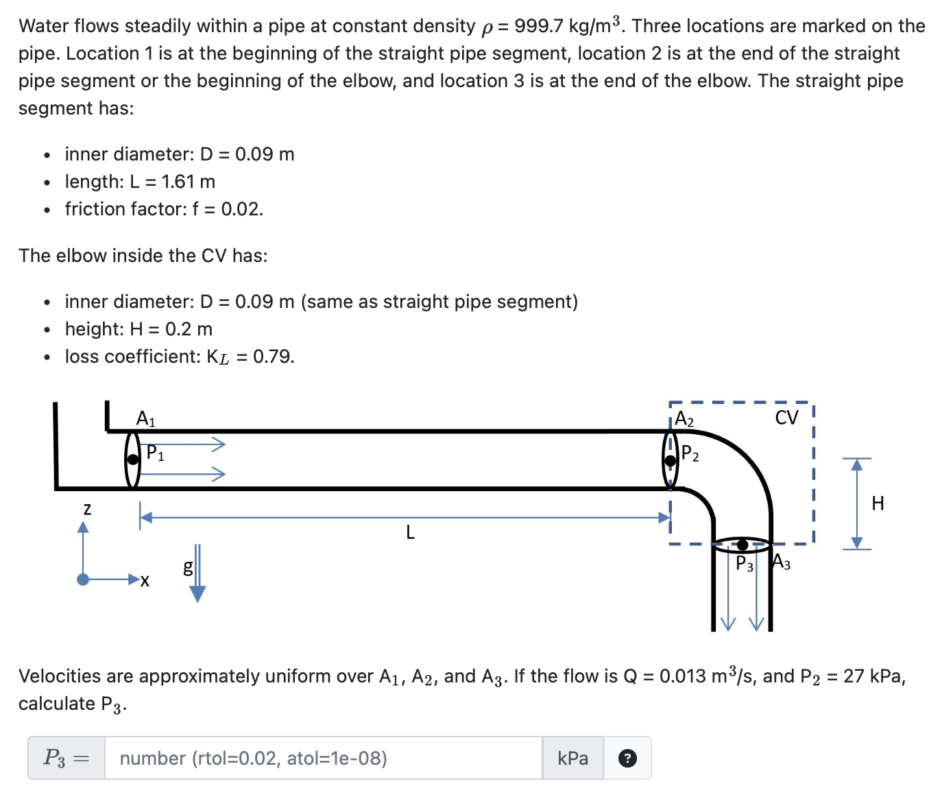 Solved Water flows steadily within a pipe at constant | Chegg.com