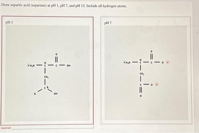 Solved Draw aspartic acid (aspartate) at pH1,pH7,andpH13. | Chegg.com