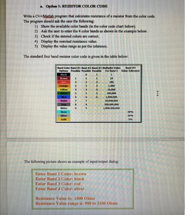 Solved Write A C Matlab Program That Calculates Resistance