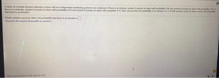 Solved o A study of a double intrusion detection system with | Chegg.com
