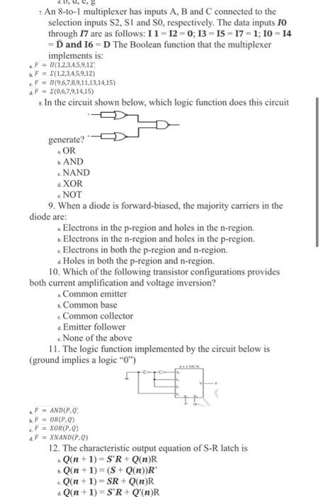 Solved 1. Which logic gate is universal and functionally | Chegg.com