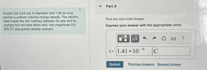 Solved A solid rod 2.54 cm in diameter and 1.50 m long | Chegg.com