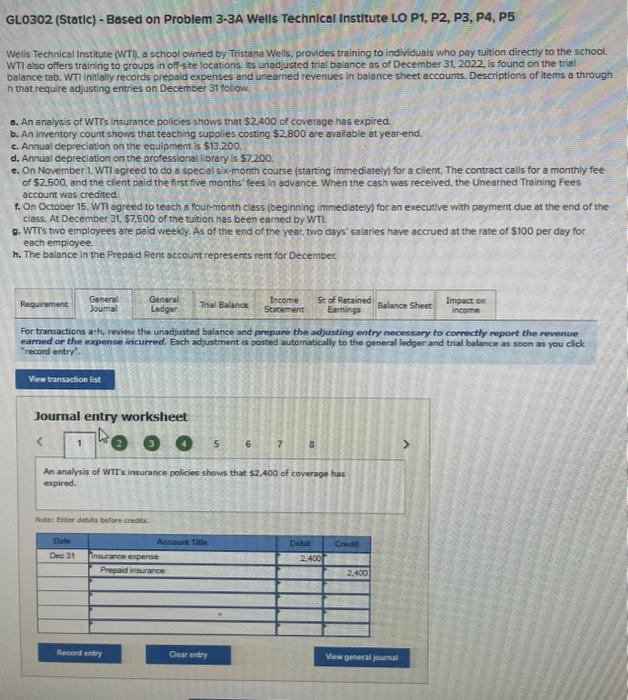 Solved GL0302 (Static) - Based on Problem 3-3A Wells | Chegg.com