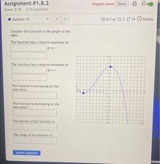 Assignment \#1.8.2 Score: 2/16 2/16 answered Consider | Chegg.com