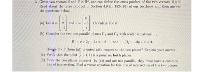 Solved 3. Given two vectors u and v in R3, one can define | Chegg.com