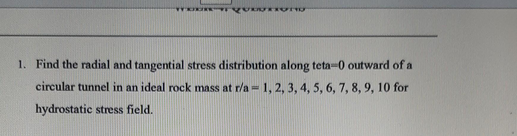 Solved 1. Find the radial and tangential stress distribution | Chegg.com