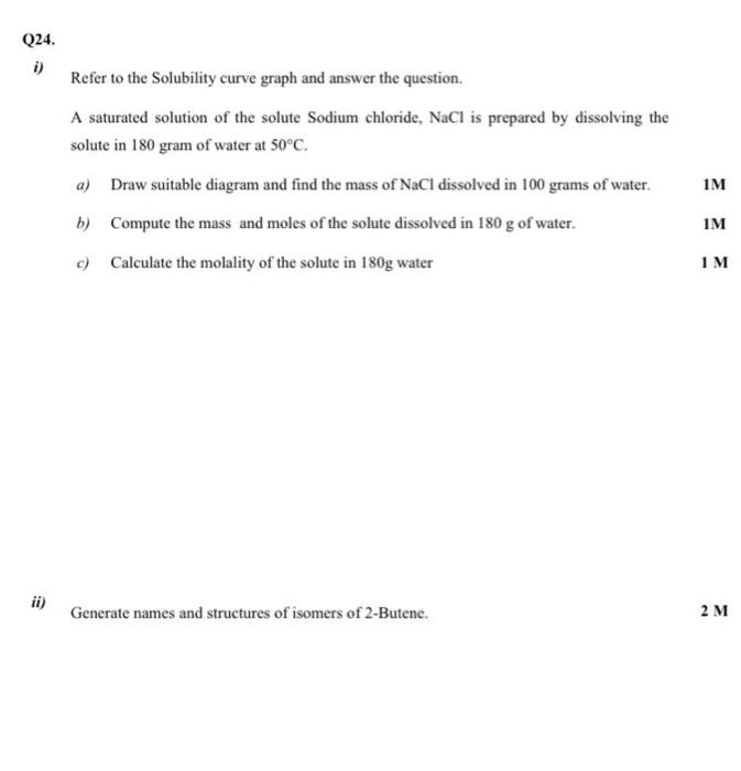 Solved Q24. i) Refer to the Solubility curve graph and | Chegg.com