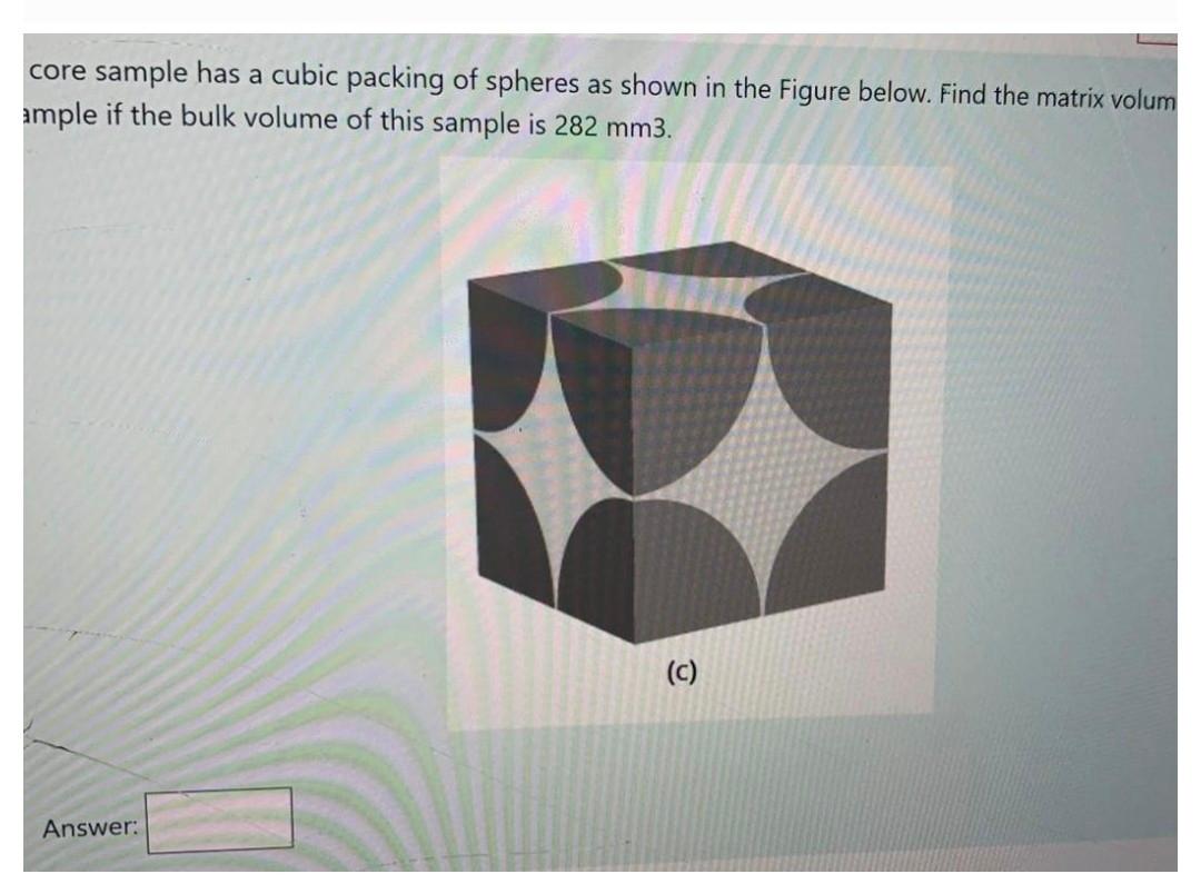 Solved core sample has a cubic packing of spheres as shown | Chegg.com