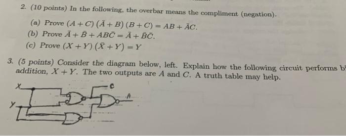 Solved 2. (10 points) In the following, the overbar means | Chegg.com