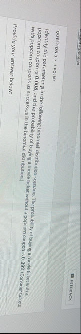 Solved QUESTION 3 - 1 ﻿POINTIdentify the parameter p ﻿in the | Chegg.com