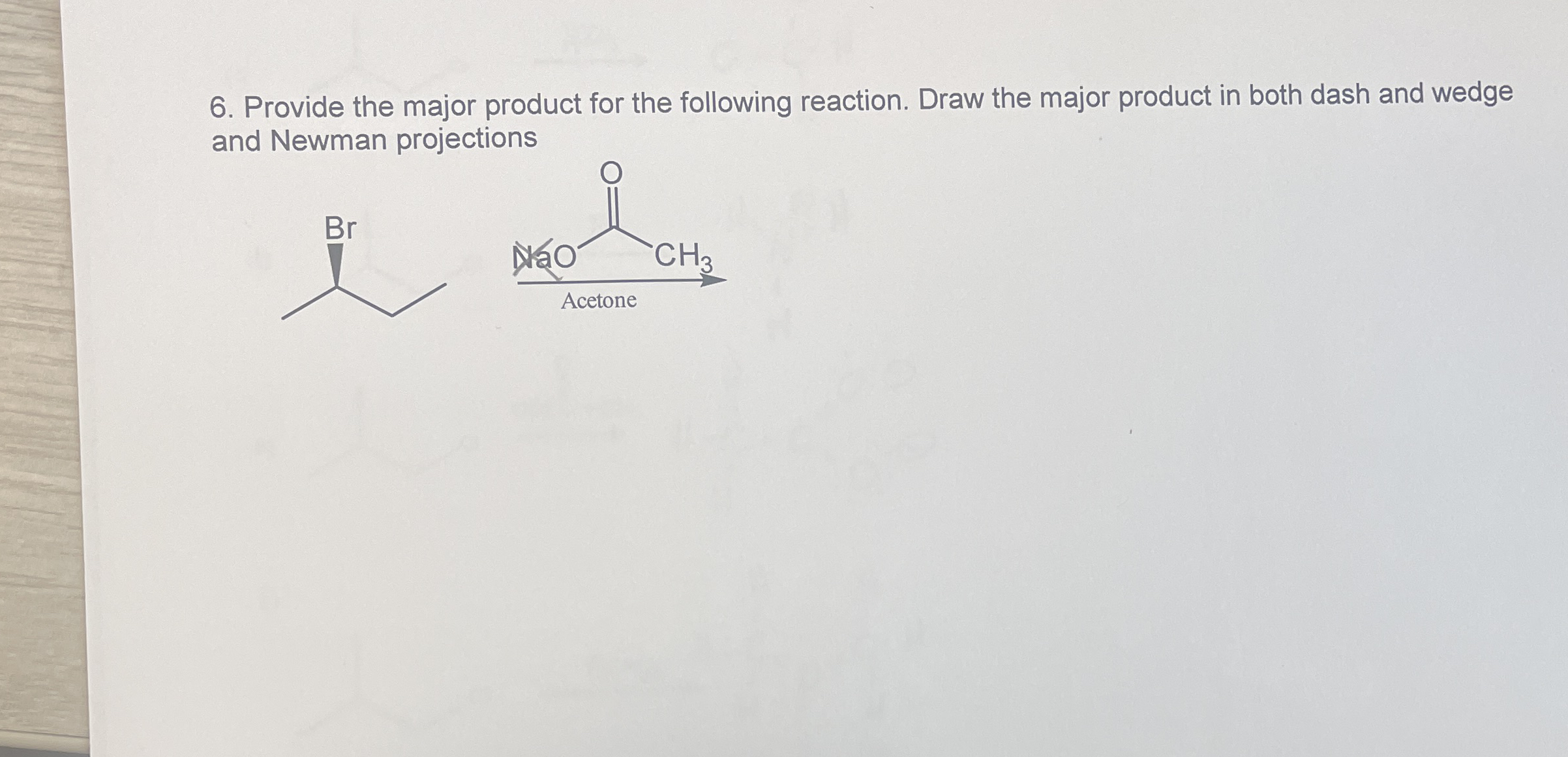 Solved Provide the major product for the following reaction. | Chegg.com