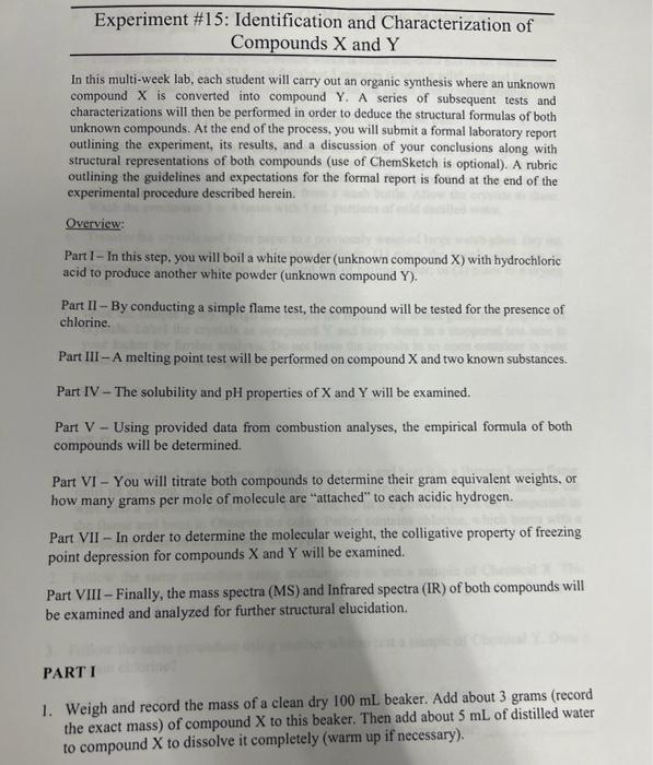 Experiment #15: Identification and Characterization | Chegg.com