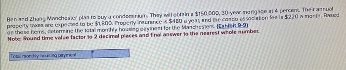 Solved Ben and Zhang Manchester plan to buy a condominium. | Chegg.com