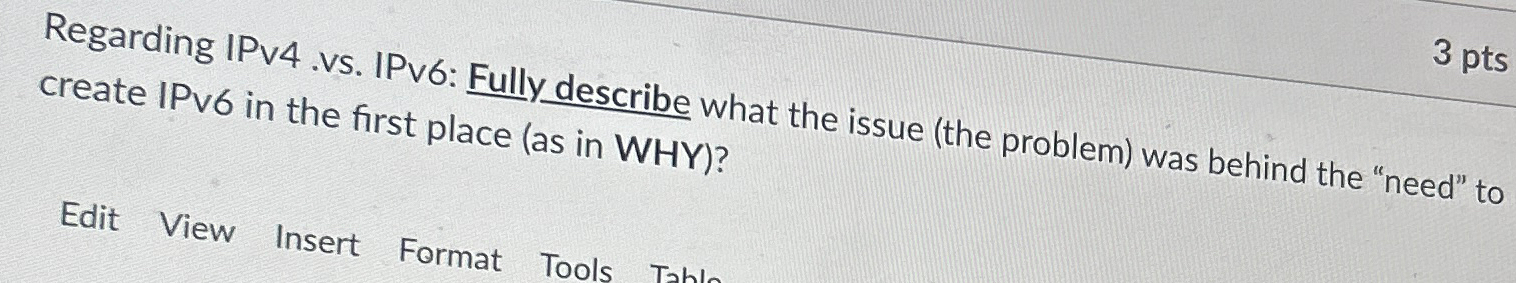 Solved Regarding IPV4 .vs. ﻿IPV6: Fully describe what the | Chegg.com