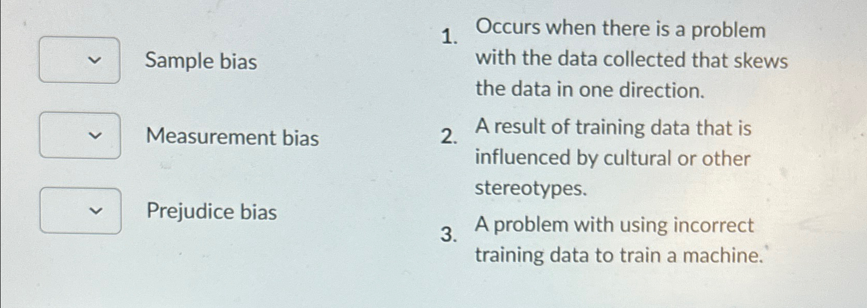 Solved Occurs when there is a problemSample bias with the | Chegg.com