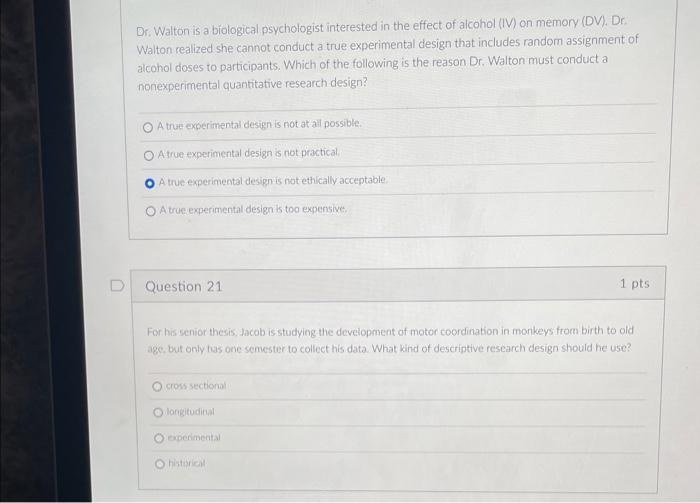 Solved Dr. Walton is a biological psychologist interested in | Chegg.com