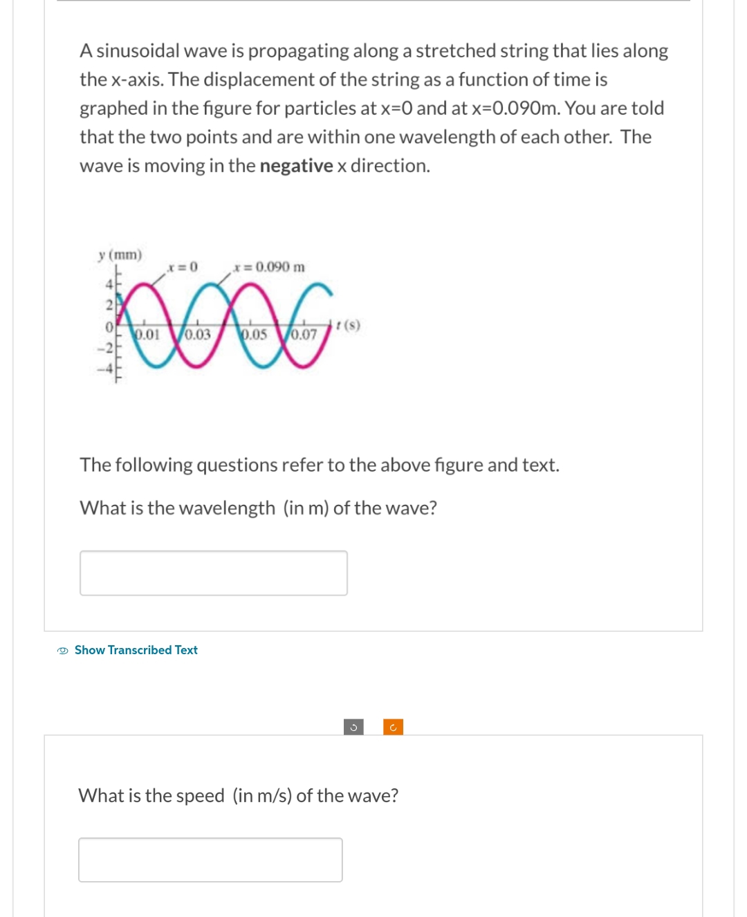 Solved A sinusoidal wave is propagating along a stretched | Chegg.com