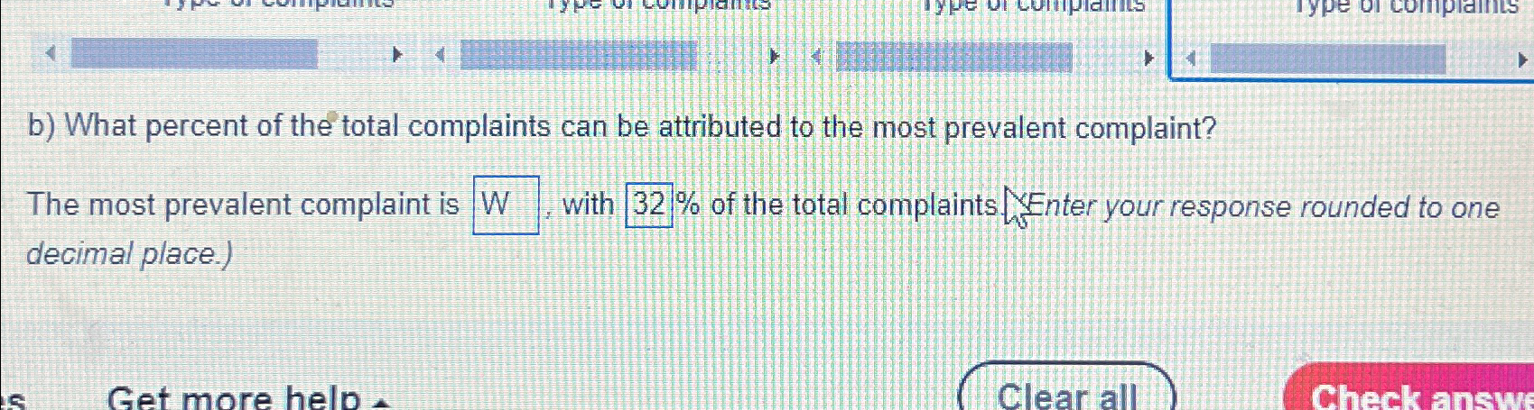 Solved b) ﻿What percent of the total complaints can be | Chegg.com