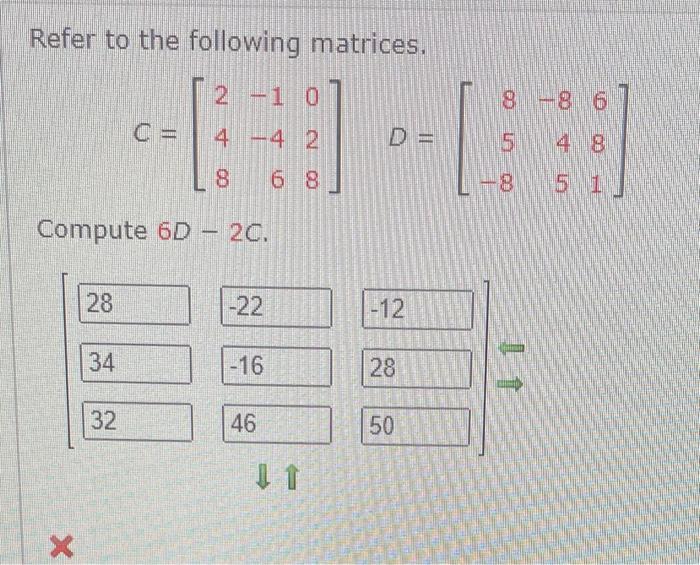 Solved Refer to the following matrices. | Chegg.com