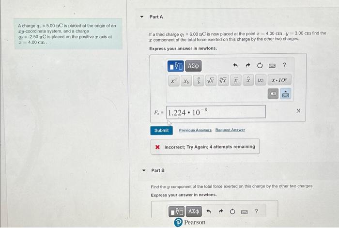 Solved A charge q1=5.00nC is placed at the origin of an | Chegg.com