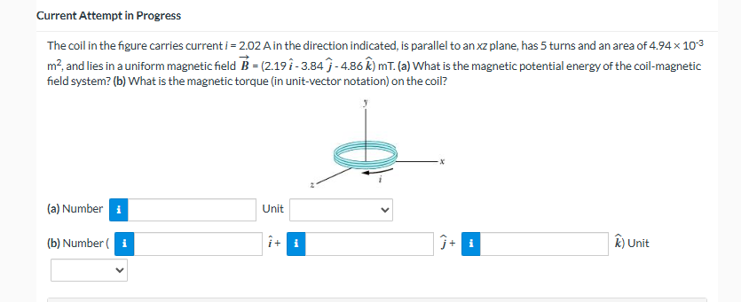 Solved Current Attempt in ﻿ProgressThe coil in ﻿the figure | Chegg.com