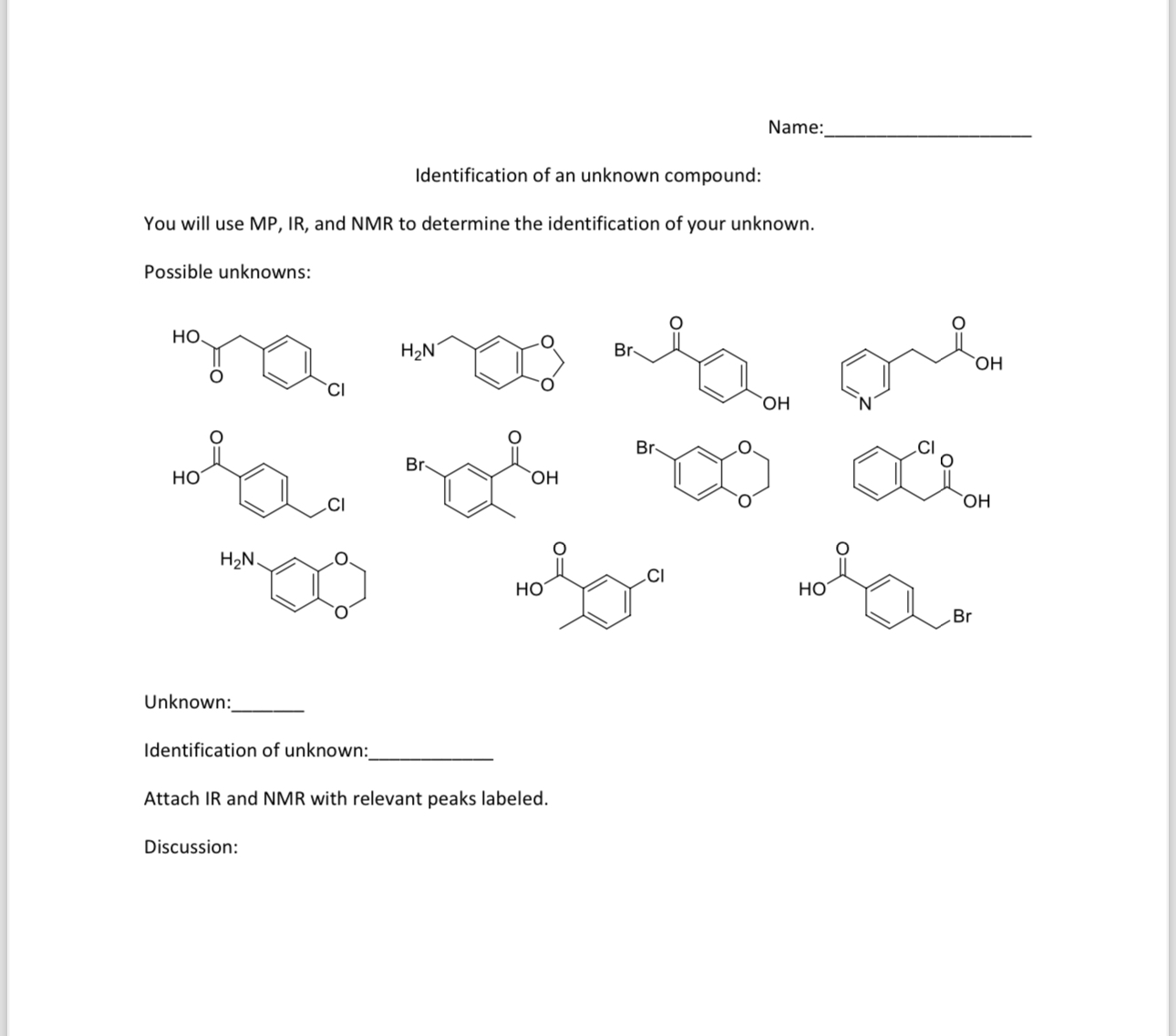 Solved Name:Identification of an unknown compound:You will | Chegg.com