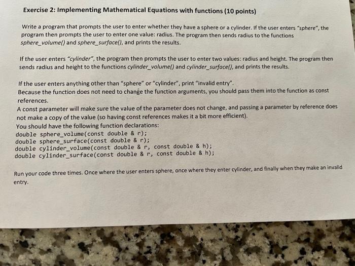 Solved Exercise 2: Implementing Mathematical Equations with | Chegg.com