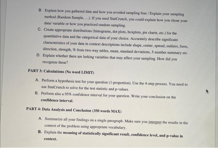FINAL PROJECT OUTLINE Introduction to Statistics Your | Chegg.com