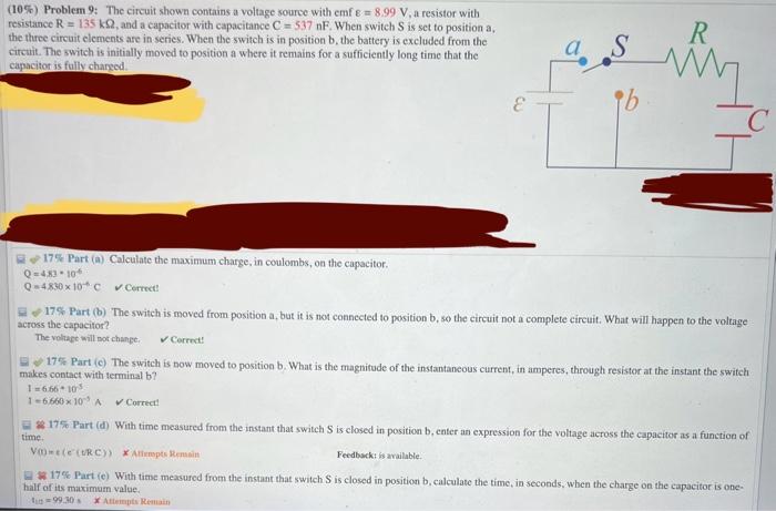 Solved (10\%) Problem 9: The circuit shown contains a | Chegg.com