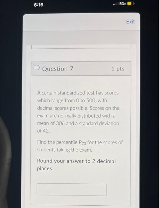 Solved A certain standardized test has scores which range | Chegg.com