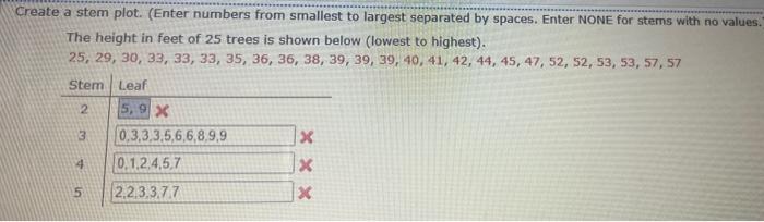 Solved Create A Stem Plot Enter Numbers From Smallest To 3073