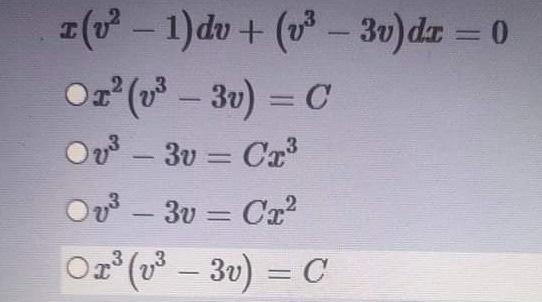 Solved 2 = (v2 - 1)dv + (v3 - 3v)dt = 0 Or? (v3 - 3v) = 0 O | Chegg.com