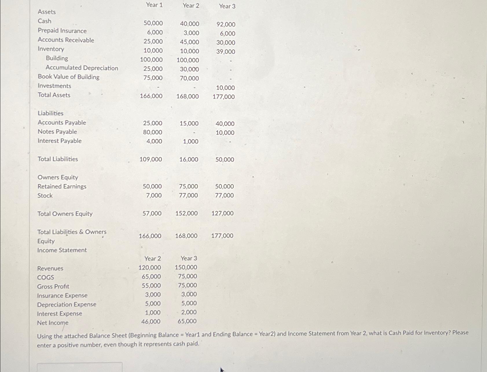 Solved \table[[Assets,Year 1,Year 2,Year | Chegg.com