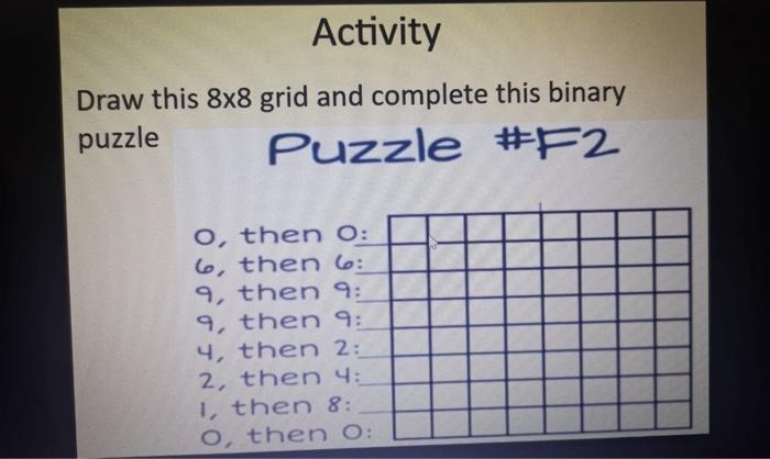 Solved Activity Draw this 8x8 grid and complete this binary | Chegg.com