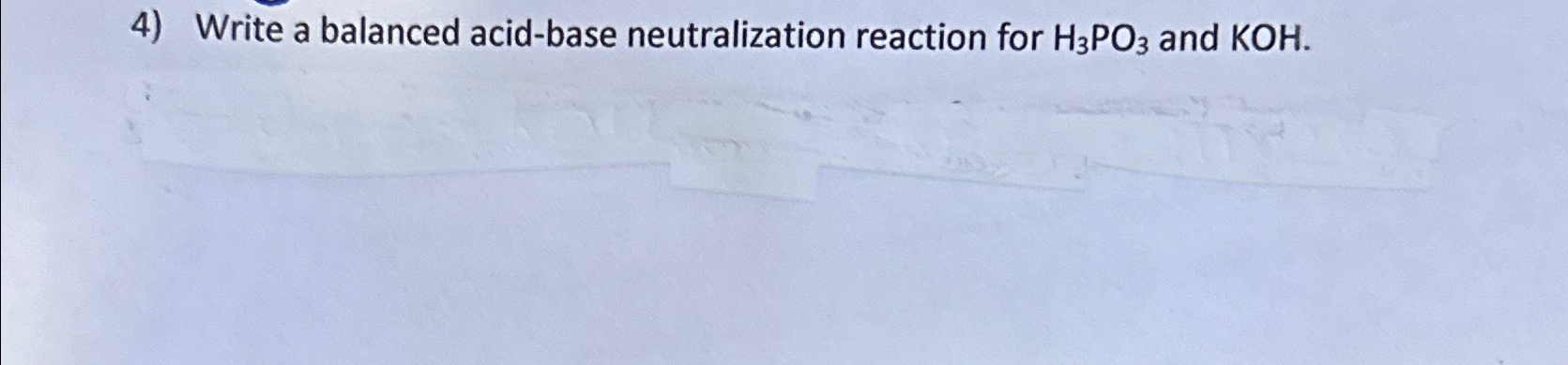 Solved Write a balanced acid-base neutralization reaction | Chegg.com