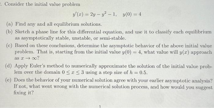 Solved Consider the initial value problem | Chegg.com